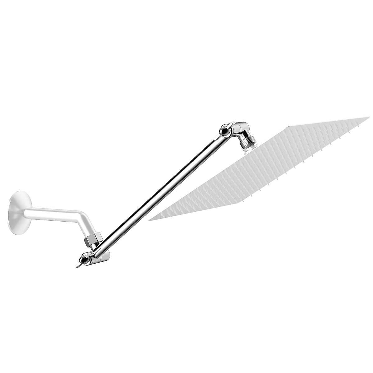 12 Inch Solid Brass Adjustable Shower Head Extension Arm Flexible Height & Angle Shower Arm Extender with Lock Joints, Universal Connection Solid Stainless Steel Shower Extension Arm, Chrome Finish