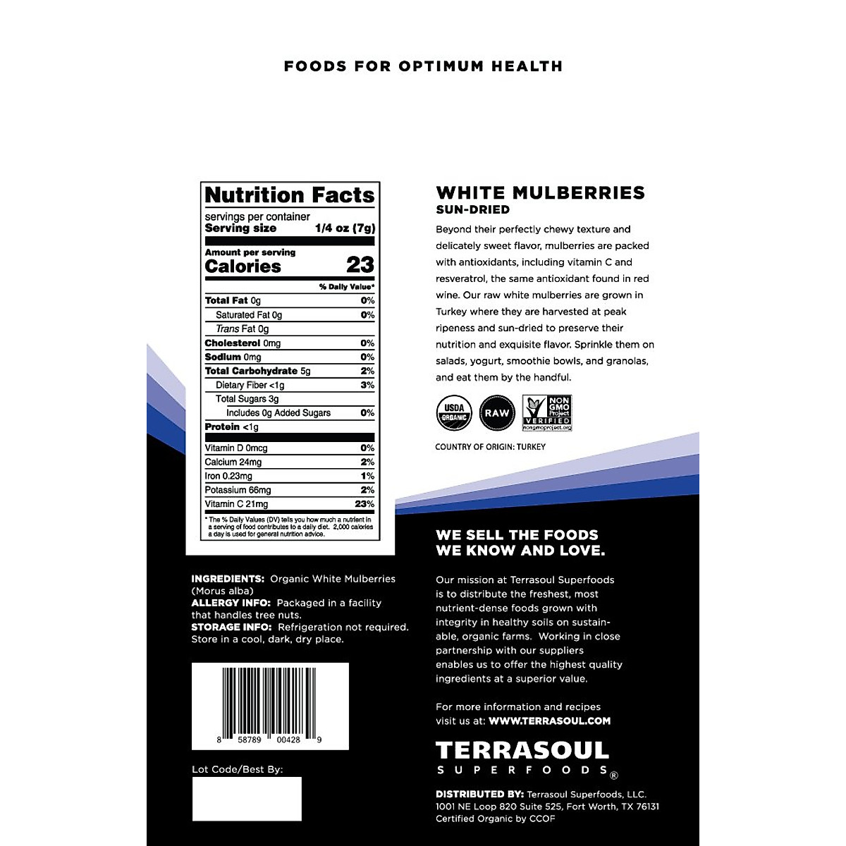 Terrasoul Superfoods Organic Sun-dried White Mulberries, 2 Lbs (Pack of 2), Sweet Superfood Snacking, Smoothie Booster, and Nutrient-Packed Yogurt Topping