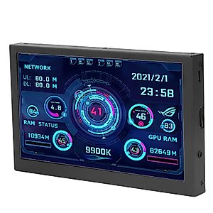 Uxsiya Secondary Screen, ABS Auto Shutdown High Definition Computer Display Monitor Easy Operation Stepless Bright Adjustment with 2pcs Cable for Home Instrumentation