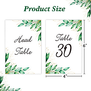 SICOHOME Wedding Table Numbers Cards 1-30 with Head Table Numbers Greenery Table Cards Double Sided Party Table Numbers for Wedding Reception Baby Shower Birthday Bridal Party Anniversary Banquets