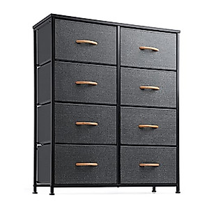 Nicehill Fabric Dresser, Small Dresser for Bedroom with 8 Drawers, Dresser Organizer for Clothes, Closet, Kids Room, Nursery, Baby, Chest of Drawers Bedroom Dresser with Storage Drawer, Dark Grey