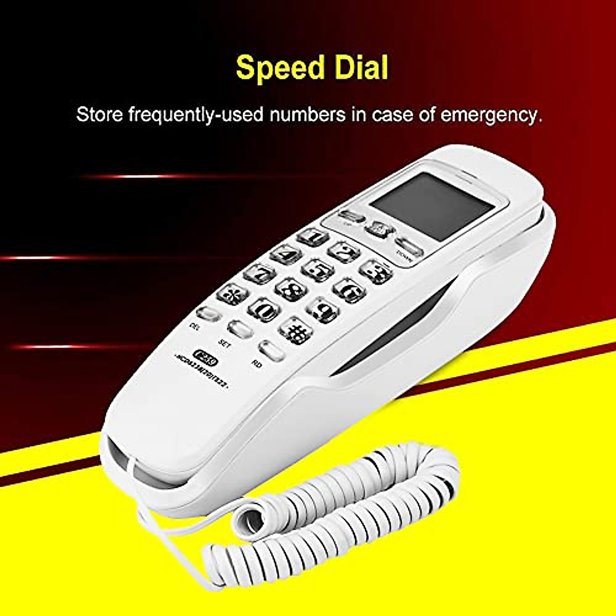 Landline Wall Phones, Wired Wall-Mounted Landline Mini Extension with Incoming Call Display,One-Button Redial,Call Search,Thundering Protection,Noise Cancelling Function,for Home Office Hotel