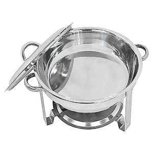 F2C 4 Pack of Stainless Steel Round Chafing Dish Buffet Set Chafer Warmer Set with Trays Pan Lid Folding Frame Stand for Kitchen Party Banquet Dining,5 Quart Full Size