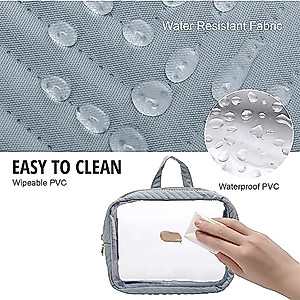 Bunnychill TSA Approved Toiletry Bag With Handle Strap,2 Pack PVC Clear Cosmetic Bags for Women Men, Carry on Airport Airline Compliant Bag,waterproof Transparent Makeup Travel Bags(2pack-Blue)