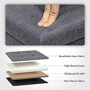 B FSOBEIIALEO Storage Ottoman Cube, Toy Chest Folding Footrest for Living Room Seat, 12.6"X12.6"X12.6" (Linen Grey)