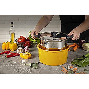 KUHN RIKON Hotpan Serving Casserole Pot, 5 Litre/22 cm, Yellow, Stainless Steel