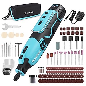 DURATECH Cordless Rotary Tool Kit, 12V Rotary Tool with 2.0Ah Rechargeable Battery, 5000-35000RPM 7 Variable Speed, 118PCS Accessories for Sanding, Polishing, Carving, Cutting, Drilling and DIY Crafts