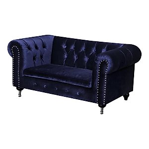 American Home Classic Claire 10" Velvet Upholstered Dog's Sofa in Navy