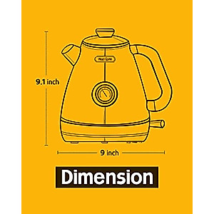 Hazel Quinn Retro Electric Kettle - 1.7 Liters / 57.5 Ounces Tea Kettle with Thermometer, All Stainless Steel, Fast Boiling 1200W, BPA-free, Cordless, Rotational Base, Automatic Shut Off - Pearl White