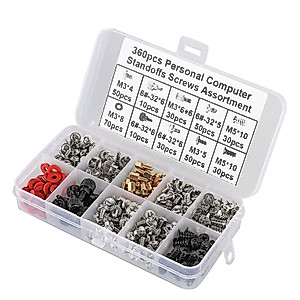 Wshao store 360PCS Personal Computer Screw,Pc Case Screws,Motherboard Standoffs for Hard Drive Pc Case Motherboard Fan Power Graphic (Color : Photo Color)