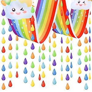 RGISHOP Rainbow Ceiling Decorations 8.8ft Cloud Rainbow Ceiling Banner Hanging Colorful Raindrop Rainbow Garland Bunting for Rainbow Birthday Party Classroom Baby Shower