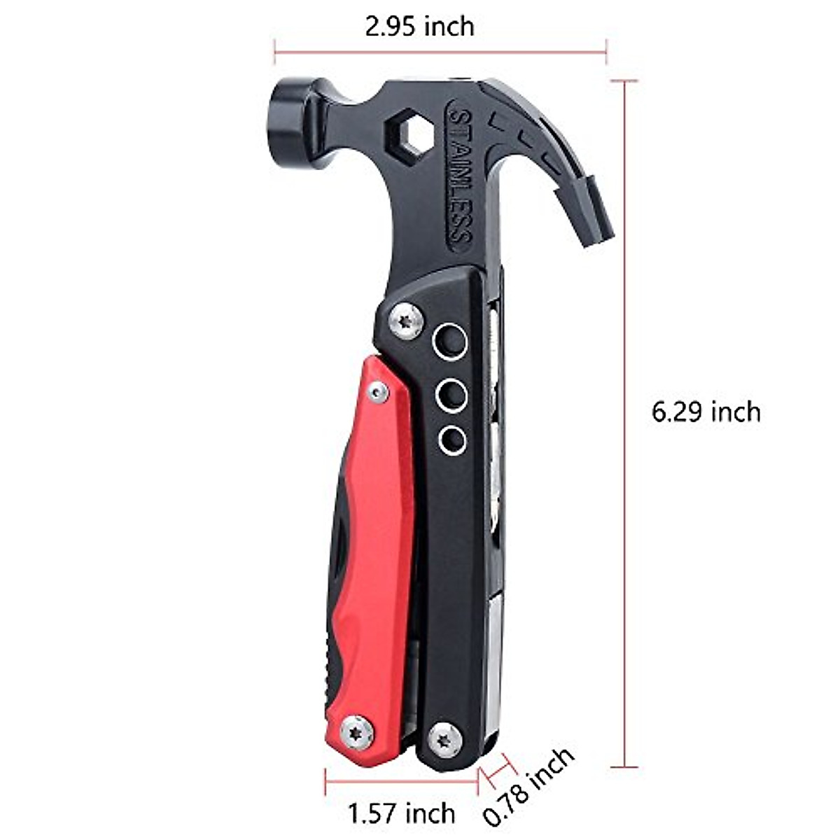 Goldenguy Multitool Claw Hammer,Multi Purpose Pliers Tool Cool Gadgets for Men Him,13 in 1 Survival Multitool,Camping Accessories, Car Valentine Gift for Friend