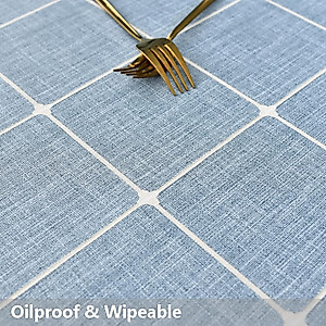 TruDelve Plastic Table Cloth Square Table Gray Vinyl Tablecloth Waterproof Wipeable Oilcloth Tablecloths for Dining Table Cover(54"x54",Checkered-Grey)