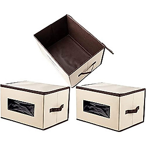 Juvale Foldable Storage Bins, Fabric Cubes (Cream, 16.2 x 10 x 12 in, 3 Pack)