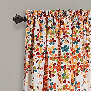 Lush Decor Weeping Flowers Darkening Window Curtains Panel Set for Living, Dining Room, Bedroom (Pair), 84 x 52 in, Turquoise & Tangerine, 2 Count