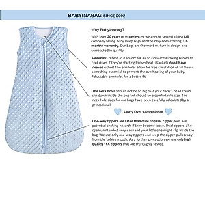 BABYINABAG Baby Sleeping Bag and Sack, Minky Dot, Quilted Winter Model, 2.5 Tog Very Warm for Infants and Toddlers (Large (22 mos - 3T))
