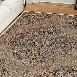 SUPERIOR Indoor Area Rug or Runner, Traditional Distressed Medallion Floor Decor, Home Accessories for Living Room, Bedroom, Office, Kitchen, Dining, Soft Plush Rugs, Maeve Collection, 8' x 10'