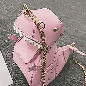 T-Rex Studded Chain Crossbody Bag Women Chain Purse Shoulder Bag Gift Dinosaur Design Leather Mini Messenger Bag
