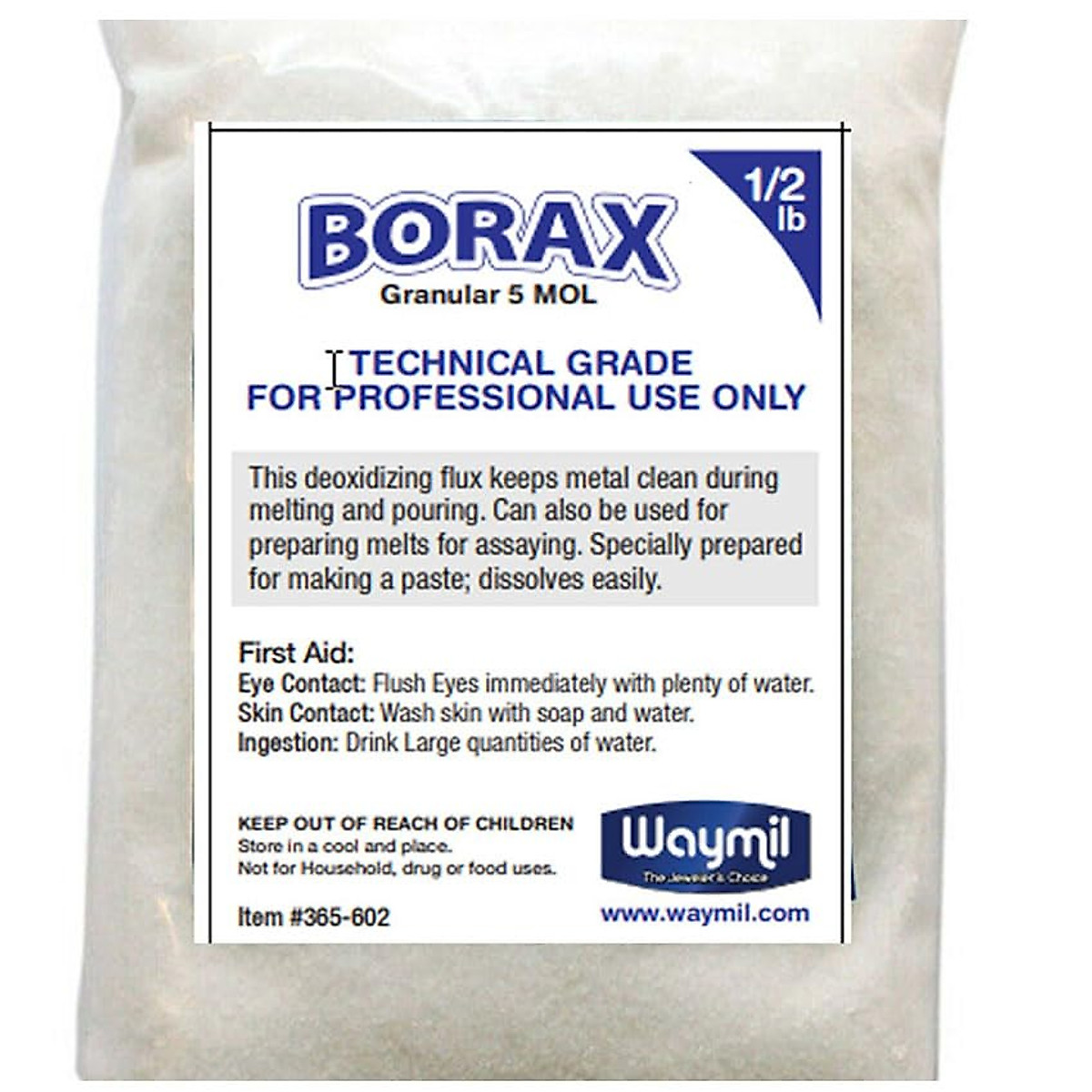 Borax Flux 1/2 Pound Melting Gold Silver Crucible Glaze Jewelry Casting 8oz