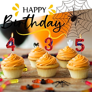 OGnomiFX Birthday Candles for Cake - Number 4 Candle, Spider Candle Cake Decor, 4 Candle for Birthday Boy/Girl, Spider Cartoon Themed Birthday Party Supplies, Spider Number Candles