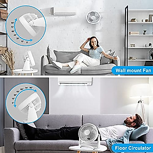 EOENVIVS Small Wall Fan 9 Inch Turbo 90 Degree Vertical Tilt Wall Mount with 3 Speed 25ft Distance, Cooling Fan for Bedroom Office Home Corner, Small Portable Fans Electric Room Table Fan
