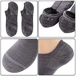 ZEAL WOOD Merino Wool No Show Running Tennis Golf Cycling Socks for Men Womens Mens Hiking Socks Women Men Moisture Wicking Ankle Athletic Socks Low Cut Wool Socks Gifts for Women 3 Pairs-Grey L