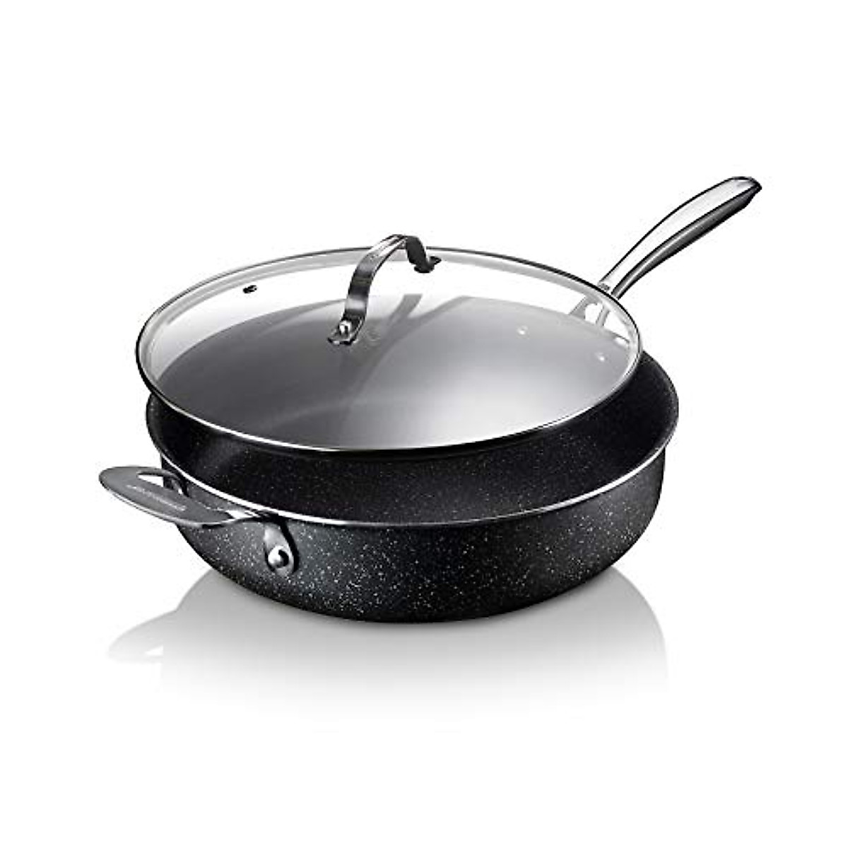 Granitestone Sauté Pan with Lid - 5.5 Quart. Non Stick Deep Frying Pan with Lid, Large Frying Pan, Oven Safe Skillet with Lid, Multipurpose Jumbo Cooker, Stovetop & Dishwasher Safe, 100% PFOA Free