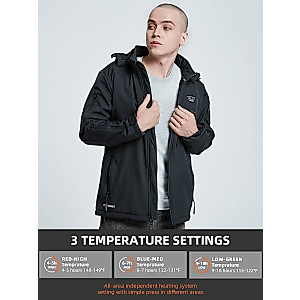 warmsmart Heated jackets for Men Women with 14400mAh Battery Pack, Heated Coats with Detachable Hood Windproof