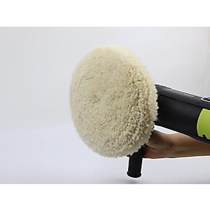 Woolous 7 inch Wool Buffing Pad- Pure Wool polishing Pad Bonnet with Hook and Loop for Car Motorcycle - Furniture Buffer Polisher Sanding