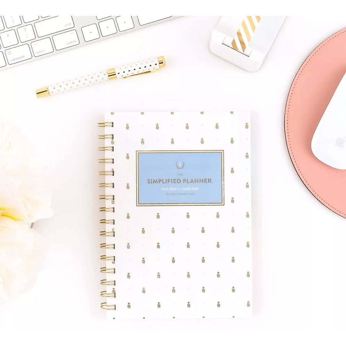 At-A-Glance Emily Ley Simplified Jul 2023 - Jun 2024 Planner 8.5"x5.375", Weekly/Monthly, Pineapple