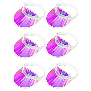 Geyoga 6 Pcs Pink Clear Sun Visor Hats Plastic Sun Visor UV Protection Golf Cap Unisex PVC Transparent Visor Cap for Women Men
