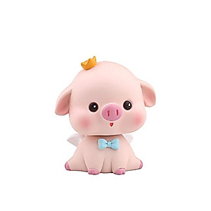 Car Pig Ornament,MoreChioce Bobble Shaking Head Pig Car Dashboard Ornament Pig Figures Toy Car Interior Decor Desktop Ornament for Gift,Open Eyes
