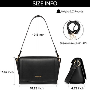 BOSTANTEN Womens Leather Crossbody Bags Designer Handbag Medium Trendy Shoulder Bag Purse Black