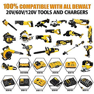 DSANKE DCB612 12.0Ah 20V/60V/120V MAX Lithium Replacement Battery for DeWalt DCB606 DCB612 DCB606-2 DCB609 DCB609-2 DCB204 DCB205 DCB206 20V/60V/120V MAX Cordless Power Tools