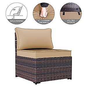 Halmuz Patio Furniture Set The New 6 Piece Outdoor Combination Sofa Have All-Weather Wicker Patio Sofa Conversation Set with Thickened Cushions and Coffee Table (Brown)