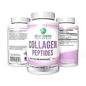 Collagen Peptides Complex Type I, III For Healthy Hair, Skin, Nails, Joints - Hydrolyzed Collagen Capsules Supplement - 30 Day Supply