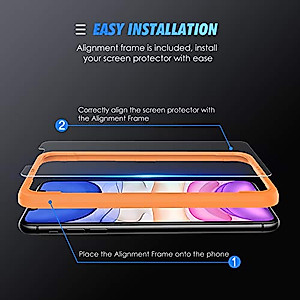 SPARIN Screen Protector Compatible with iPhone 11 / XR 6.1 inch, 4 Pack Tempered Glass with Alignment Frame