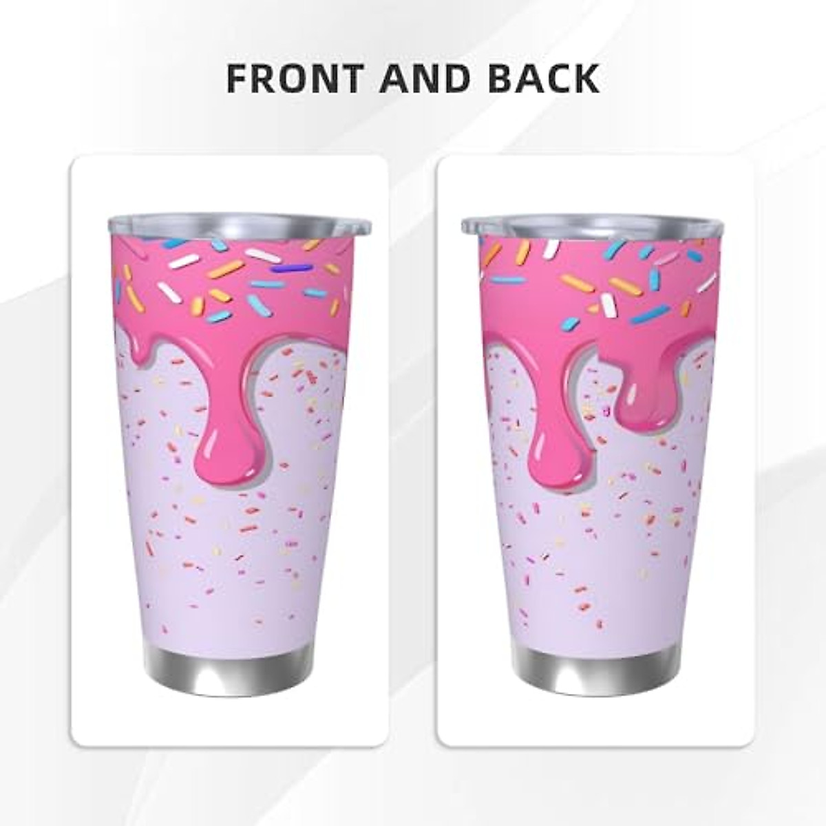 AYCZN Donut Dessert 20 OZ Tumbler Stainless Steel Travel Coffee Mug, Colorful Sprinkle Insulated Water Bottle with Lid Leakproof Thermal Cup