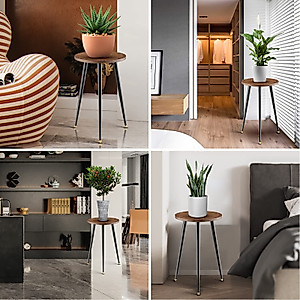 KINNARY Tall Plant Stand Indoor, Mid Century Wood Plant Stand Plant Table for Flower Pots, Heavy Duty Metal Plant Holder, Modern Home Decor Small Round Side End Table (11.8"x20")