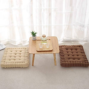 vctops Biscuit Shaped Seat Cushion Super Soft Comfy Chair Pad Tatami Floor Cushion for Yoga Living Room Balcony Office (Apricot, 16"x18")