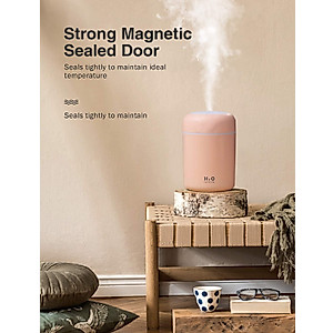 Kamon 300ml Mini Ultrasonic Cool Mist Humidifier, 7 Color LED Night Light, 2 Mist Mode, Auto Shut-Off for Car, Home, Office, Travel (Pink)