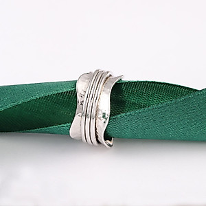 STROLLGIRL Sterling silver Simple spinner ring Fidget band ring spinning meditation anxiety ring (hammered design D, 9)