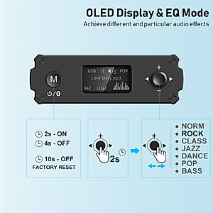 1Mii DS220 Hi-Res Bluetooth Receiver for Home Stereo w/LDAC, HiFi Bluetooth 5.1 Audio Adapter w/Audiophile DAC aptX HD, Bluetooth Receiver for AV Receiver/Amplifier, OLED Display EQ Mode