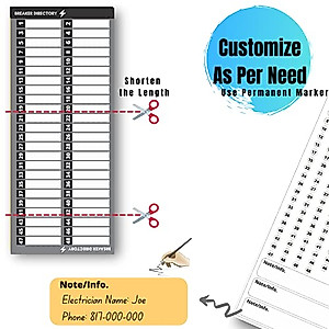 Circuit Breaker Directory Label with Fuse Stickers for Fuse Panel, Marker Sign for Electrical Panel. Strong Adhesive. Up to 48 Entries, Odd and Even Sequence. for House or Commercial Use- Grey Color