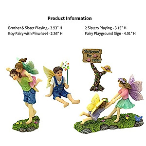 PRETMANNS Fairy Garden Accessories Outdoor - Fairies for Fairy Garden - Miniature Fairy Garden Fairies for Garden - Boy & Girl Garden Fairies Supplies - Fairy Garden Figurines Playground Kit 4 Pieces