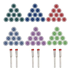 𝗥𝗮𝗱𝗶𝗮𝗹 𝗕𝗿𝗶𝘀𝘁𝗹𝗲 𝗗𝗶𝘀𝗰, GOXAWEE 66Pcs (1") Detail Abrasive Brush Kit (1/8" Shank Mandrel) for Rotary Tool - Mixed Grit 80# 120# 220# 400# 600# 1000#