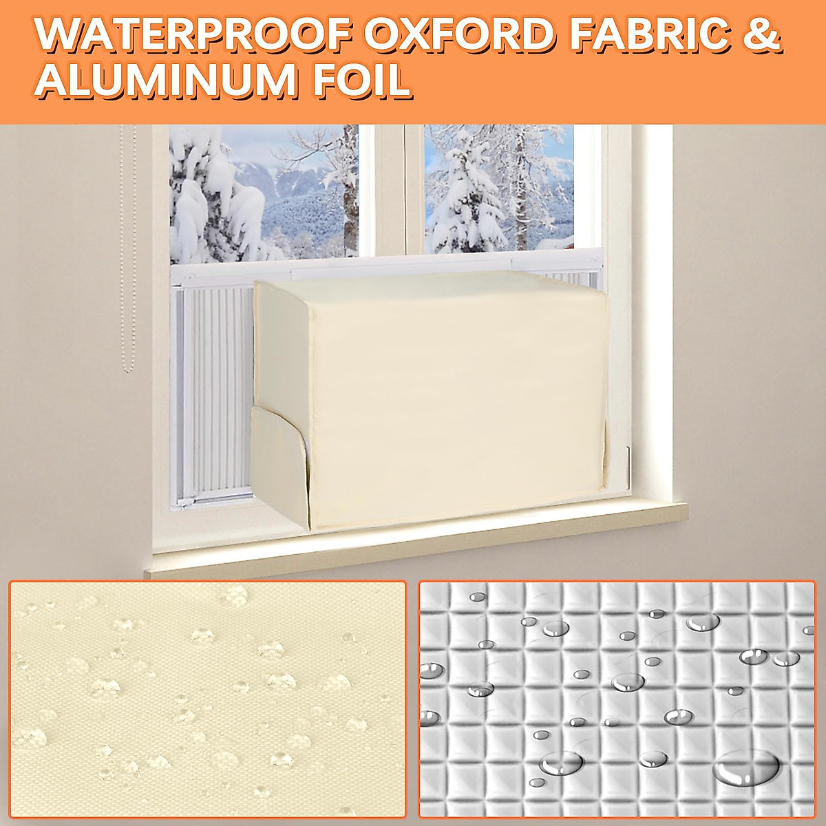 20.5"L x 14"H x 7.1"D Indoor Air Conditioner Cover for Midea U-Shaped Window Air Conditioner 8000/10000/120000 BTU, 3 Layers Insulation AC Cover for Midea , Window Air Conditioner Cover Inside, Beige