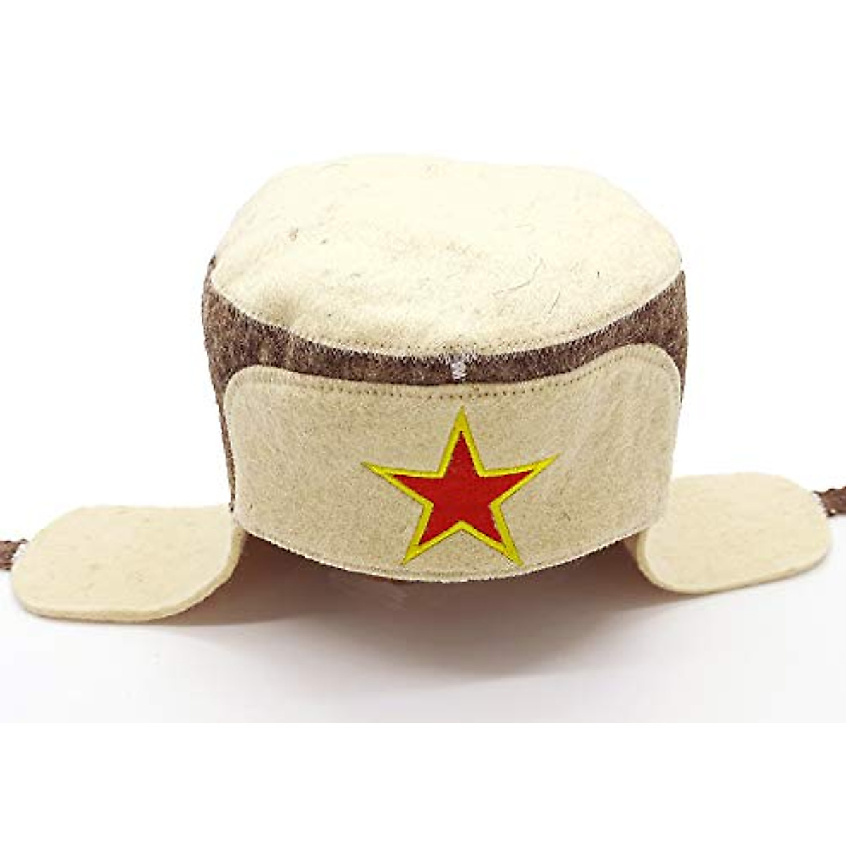 SHSH trade group Ukrainian Wool Sauna Hat Embroidered Ushanka with Star - Sauna Hat Finnish - Ukraine Sauna Hat Wool - Russian Banya Hat for Men - Sauna Hat for Men - Sauna Hats Russian Beige