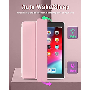 TiMOVO iPad 6th/5th Generation Case (2018/2017), iPad Air 2/Air 1 Case (2014/2013) with Pencil Holder, Slim Protective Clear Transparent Back Case Cover for iPad 9.7 inch, Auto Wake/Sleep, Light Pink