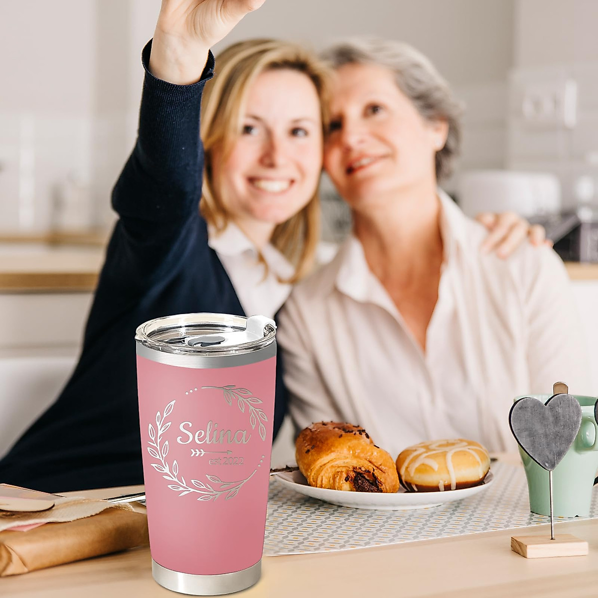 Petalsun Personalized Tumbler with Names, Custom Travel Coffee Tumbler - 16 Designs, 10 Colors, 20oz tumbler with lid and straw, Personalized Birthday Gifts for Mom Women Men Anniversary